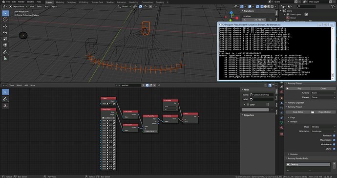 Crash Cast Physics Ray node..input "To" is Array (Object) - Logic Nodes - Armory 3D