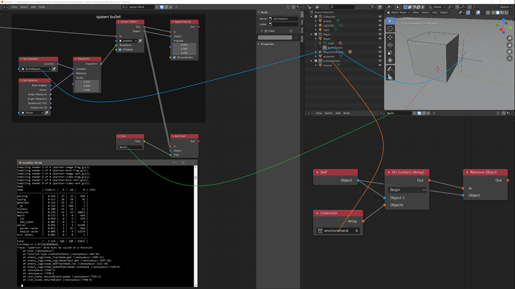Remove object, if it has contact with object from collection - Logic Nodes - Armory 3D
