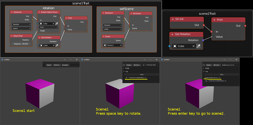 Rotation information is reset when switching to another scene (Link Objects) - Logic Nodes ...